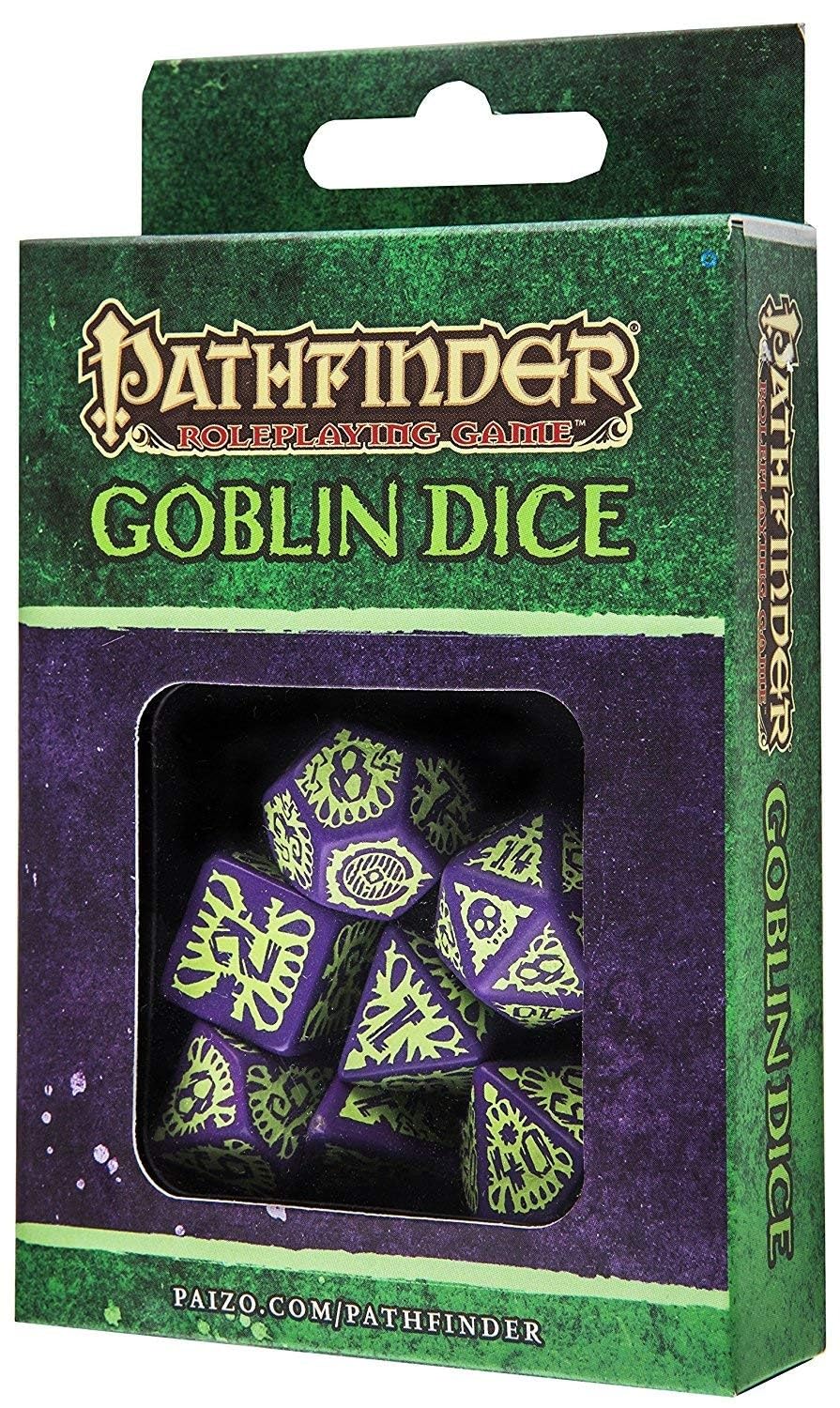 Q-Workshop Pathfinder Rpg Goblin Purple & Green Ornamented Dice Set 7 Polyhedral Pieces (QWOPAT76)