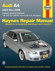 audi a4 sedan, avant, & cabriolet (2002-2008) haynes repair manual