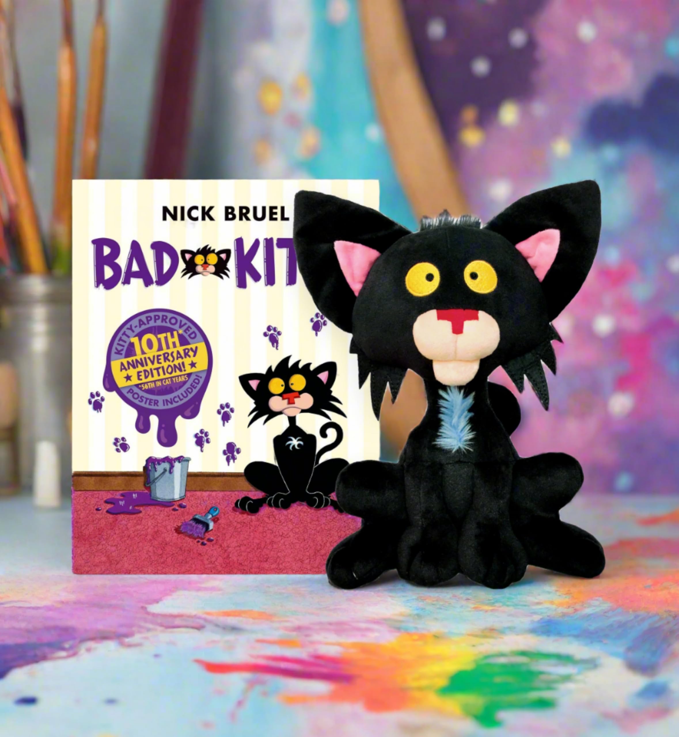 MerryMakers Bad Kitty, 10-Inch, Based on The bestselling Children's Books by Nick Bruel , Black, 11-Inch