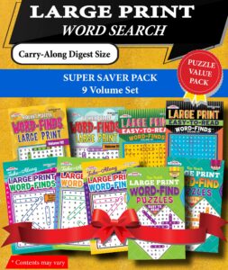 kappa super saver large print word search puzzle pack-set of 9 carry-along digest size books