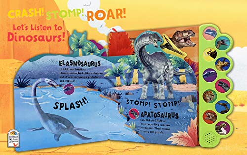 Crash! Stomp! Roar! Let's Listen To Dinosaurs! 10-Button Sound Book, Gifts For Little Dino Lovers