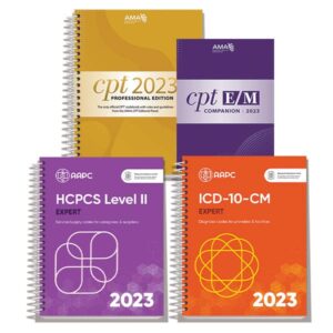 ama cpt book, icd-10 code book, hcpcs book - 2023 physician bundle by aapc