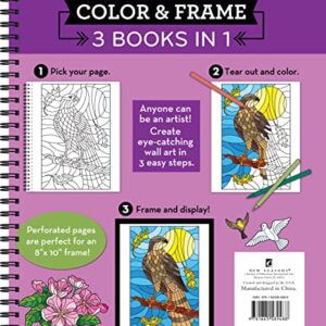 Color & Frame - 3 Books In 1 - Birds, Landscapes, Gardens (Adult Coloring Book - 79 Images to Color)