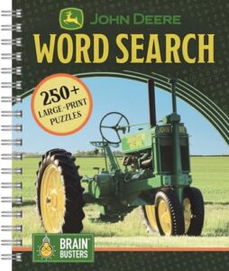 john deere word search, multi-level spiral-bound puzzle book including more than 250 farm, tractor, and animal puzzles (part of the brain busters puzzle collection)