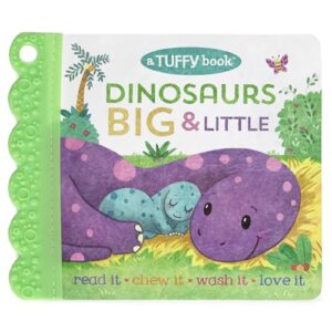 tuffy dinosaurs big & little book - washable, chewable, unrippable pages with hole for stroller or toy ring, teether tough, ages 0-3 (baby's unrippable) (a tuffy book)