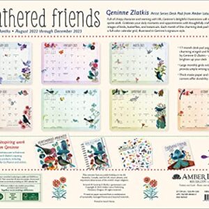 Geninne Zlatkis 2022 - 2023 Desk Pad Monthly Calendar (17-Month Aug 2022 - Dec 2023, 18.75" x 13.5"): Feathered Friends