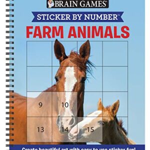 Brain Games - Sticker by Number: Farm Animals (Easy - Square Stickers): Create Beautiful Art With Easy to Use Sticker Fun!