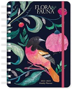 flora & fauna 2022-2023 weekly planner by malin gyllensvaan | on-the-go 17-month calendar (aug 2022 - dec 2023) | compact 5" x 7" | flexible cover, wire-o binding, elastic closure, inner pocket