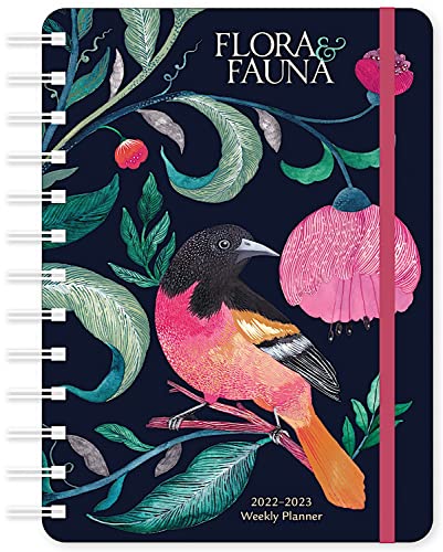 Flora & Fauna 2022-2023 Weekly Planner by Malin Gyllensvaan | On-the-Go 17-Month Calendar (Aug 2022 - Dec 2023) | Compact 5" x 7" | Flexible Cover, Wire-O Binding, Elastic Closure, Inner Pocket