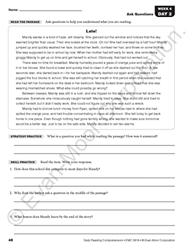 Evan-Moor Daily Reading Comprehension, Grade 8 - Homeschooling & Classroom Resource Workbook, Reproducible Worksheets, Teaching Edition, Fiction and Nonfiction, Lesson Plans, Test Prep