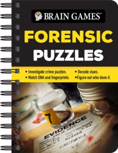 brain games - to go - forensic puzzles: investigate crime puzzles - match dna and fingerprints - decode clues - figure out who done it