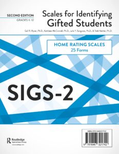 scales for identifying gifted students (sigs-2): home rating scale forms (25 forms)