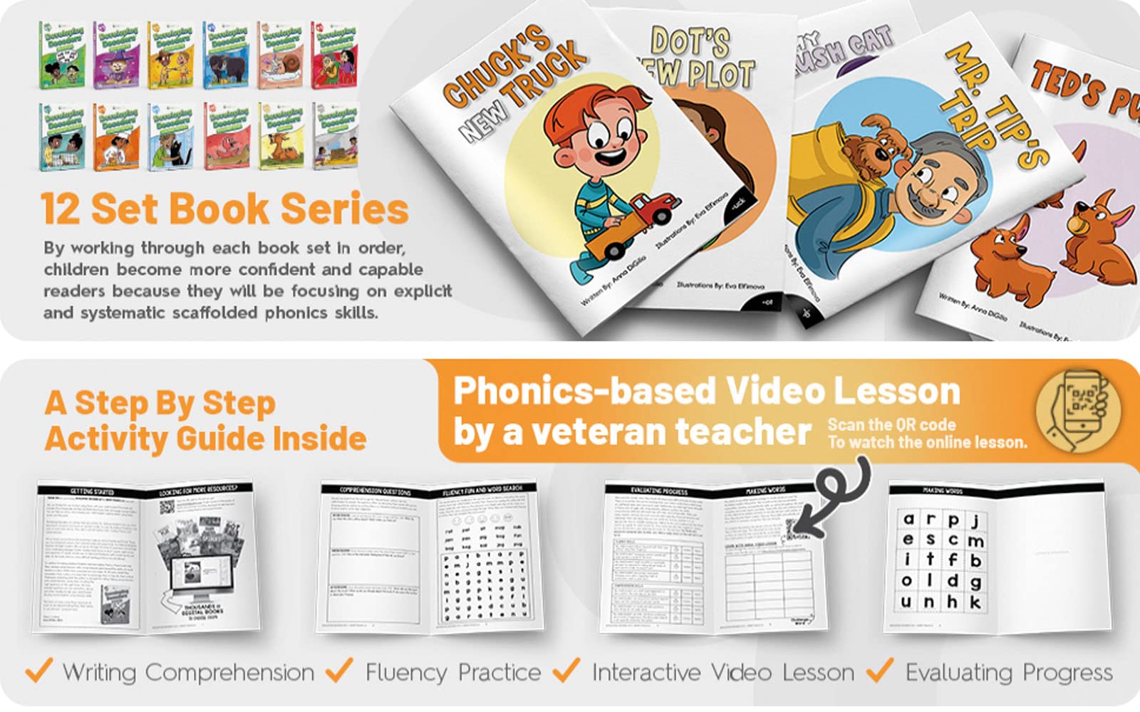 Decodable Readers: 15 Short Vowel Phonics Decodable Books for Beginning Readers Ages 4-7 Developing Decoders (Set 3)