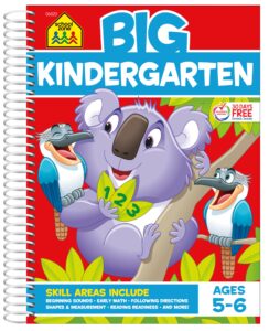 school zone - big kindergarten workbook - 320 spiral pages, ages 5 to 6, early reading and writing, numbers 0-20, basic math, matching, story order, and more (big spiral bound workbooks)