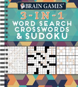 brain games - 3-in-1: word search, crosswords & sudoku (256 pages)