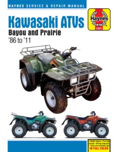 kawasaki bayou & prairie atvs (86-11) haynes repair manual (paperback)