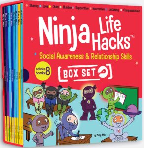 ninja life hacks social awareness and relationship skills box set (books 49-56: sharing ninja, love ninja, quiet ninja, humble ninja, supportive ... ninja, listening ninja, compassionate ninja)