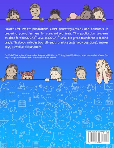 COGAT Grade 2 Test Prep: Gifted and Talented Test Preparation Book - Two Practice Tests for Children in Second Grade (Level 8)