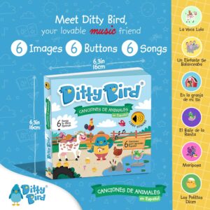 Ditty Bird Spanish Nursery Rhymes Book | Animal and Bedtime | Spanish Bilingual Musical Books for Toddler | Fun, Interactive Sound Books for Babies | Libro En Español para Bebés (Animal Songs)