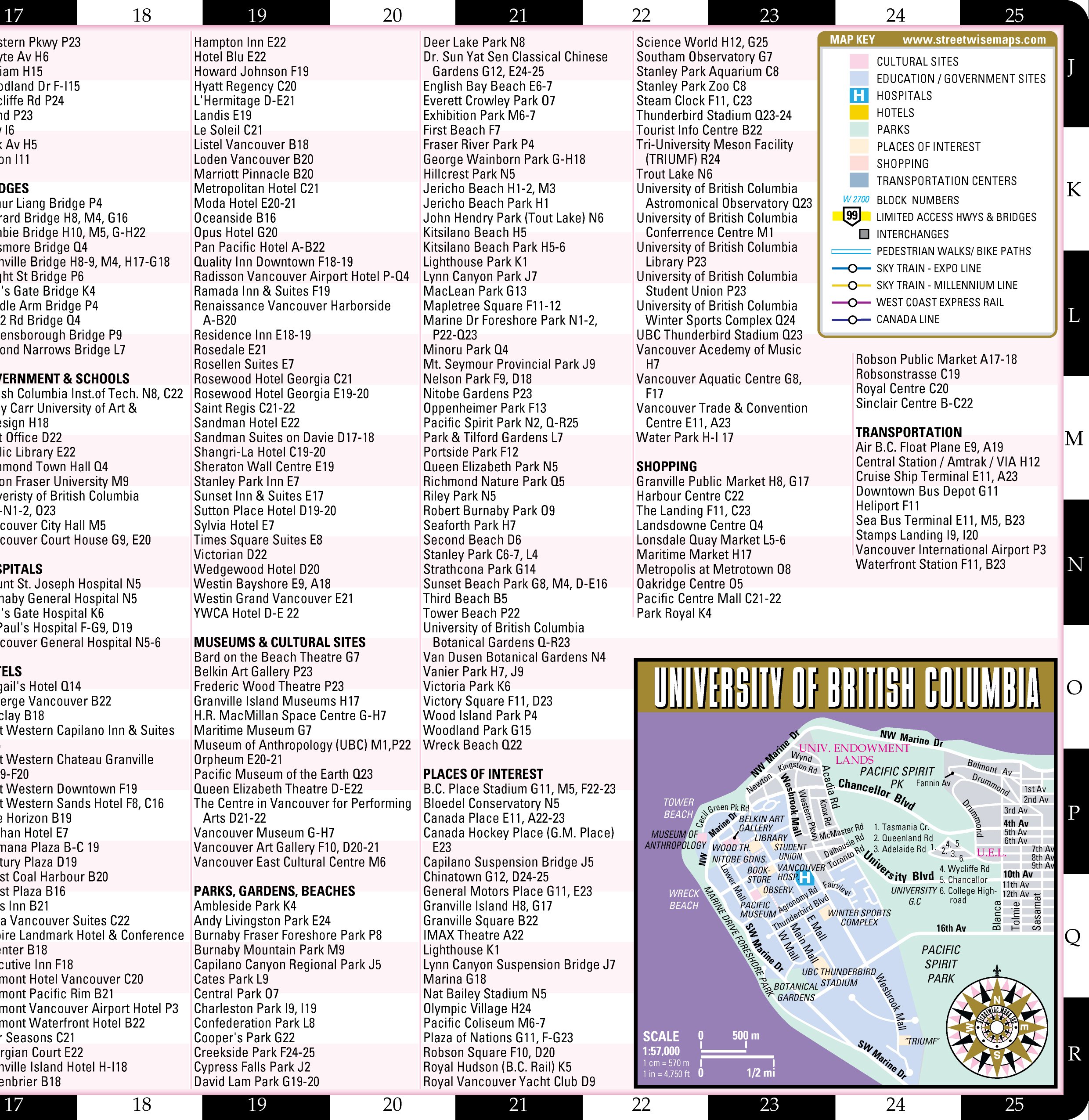 Streetwise Vancouver Map - Laminated City Center Street Map of Vancouver, Canada