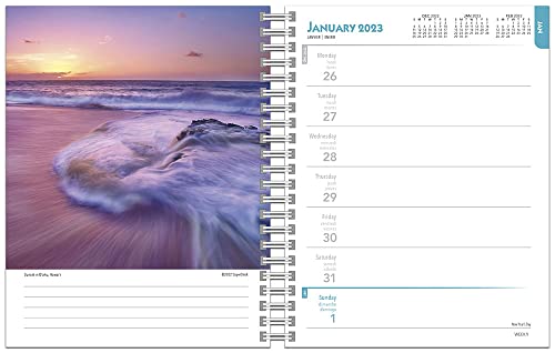 Beaches | 2023 6 x 7.75 Inch Spiral-Bound Wire-O Weekly Engagement Planner Calendar | New Full-Color Image Every Week | BrownTrout | Travel Nature Tropical