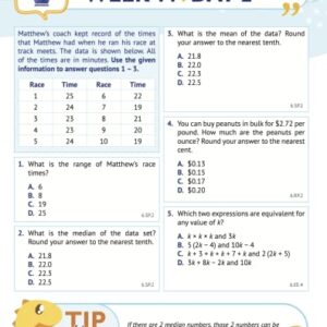 6th Grade Common Core Math: Daily Practice Workbook - Part I: Multiple Choice | 1000+ Practice Questions and Video Explanations | Argo Brothers (Next Generation Learning Standards Aligned (NGSS))