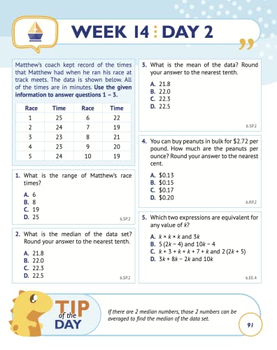 6th Grade Common Core Math: Daily Practice Workbook - Part I: Multiple Choice | 1000+ Practice Questions and Video Explanations | Argo Brothers (Next Generation Learning Standards Aligned (NGSS))