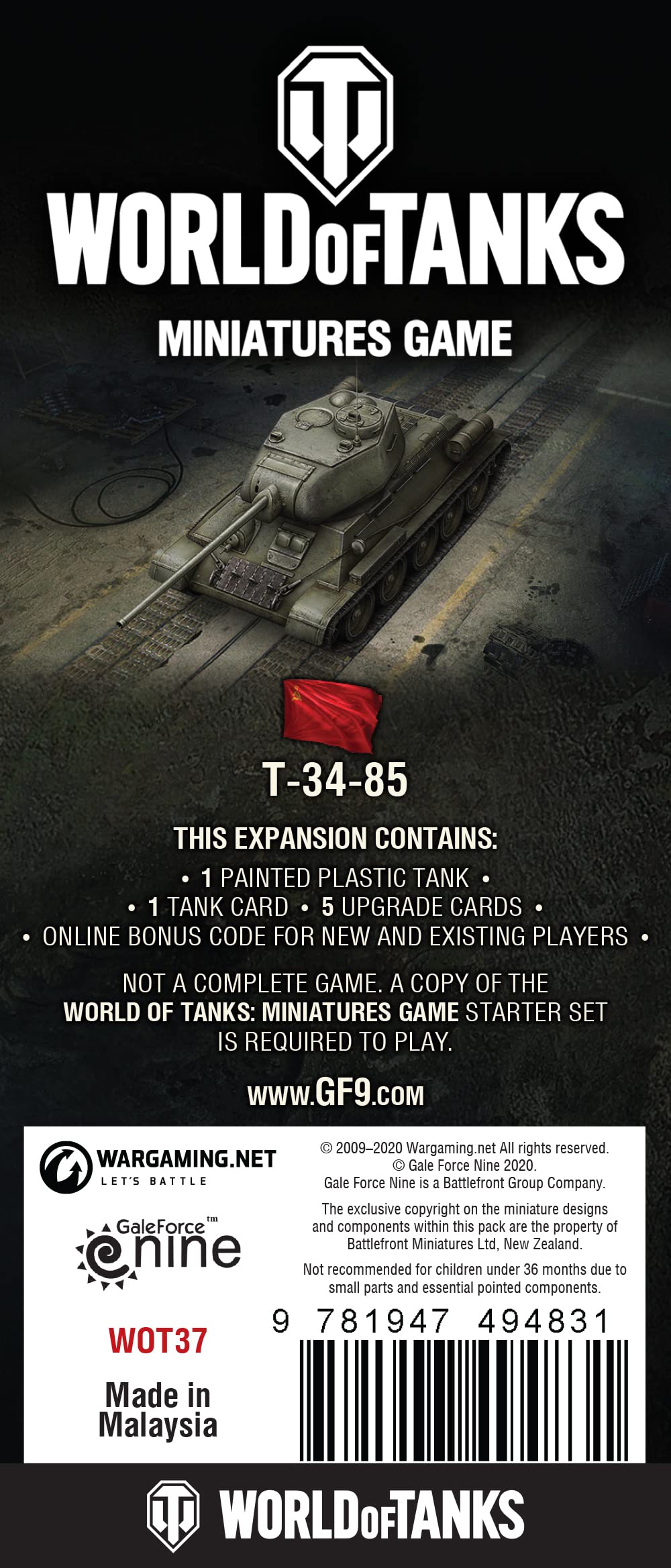 Gale Force Nine World of Tanks: Soviet T-34/85 - Wave 7 Medium Tank Expansion, Miniatures Game (WOT37)