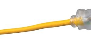 Coleman Cable 14880002 1488SW0002 14/3 Insulated Outdoor Extension Cord with Lighted End, 50-Foot, Feet, Yellow