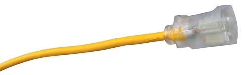 Coleman Cable 14880002 1488SW0002 14/3 Insulated Outdoor Extension Cord with Lighted End, 50-Foot, Feet, Yellow