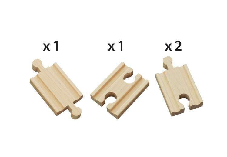 Brio World 33333-4-Piece Mini Straight Tracks | Versatile Wooden Train Set Extension | Ideal for Kids Aged 3 & Up | Compatible with Brio Railway Toys | FSC Certified for Sustainable Forestry