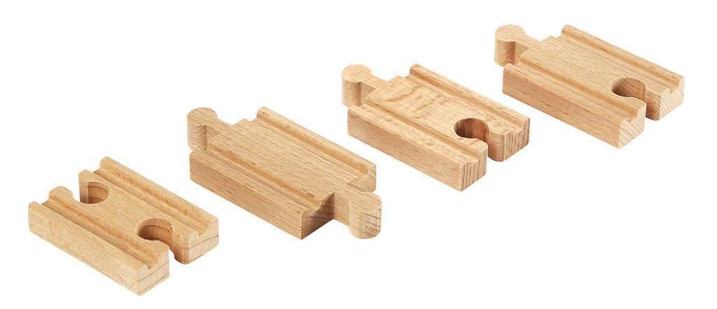 Brio World 33333-4-Piece Mini Straight Tracks | Versatile Wooden Train Set Extension | Ideal for Kids Aged 3 & Up | Compatible with Brio Railway Toys | FSC Certified for Sustainable Forestry