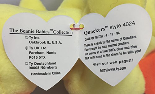 BEANIE BABIES Ty Quackers The Duck