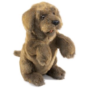 folkmanis sitting dog hand puppet, brown