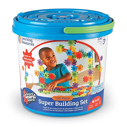 Learning Resources Gears! Gears! Gears! Super Building Toy Set, STEM Toys, Construction Toys, Gears for Kids, 150 Pieces, Ages 3+