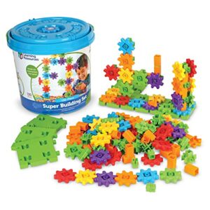 learning resources gears! gears! gears! super building toy set, stem toys, construction toys, gears for kids, 150 pieces, ages 3+