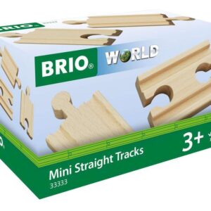 Brio World 33333-4-Piece Mini Straight Tracks | Versatile Wooden Train Set Extension | Ideal for Kids Aged 3 & Up | Compatible with Brio Railway Toys | FSC Certified for Sustainable Forestry