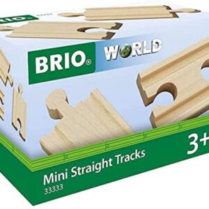 Brio World 33333-4-Piece Mini Straight Tracks | Versatile Wooden Train Set Extension | Ideal for Kids Aged 3 & Up | Compatible with Brio Railway Toys | FSC Certified for Sustainable Forestry