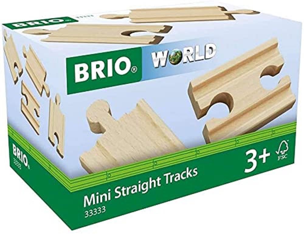 Brio World 33333-4-Piece Mini Straight Tracks | Versatile Wooden Train Set Extension | Ideal for Kids Aged 3 & Up | Compatible with Brio Railway Toys | FSC Certified for Sustainable Forestry