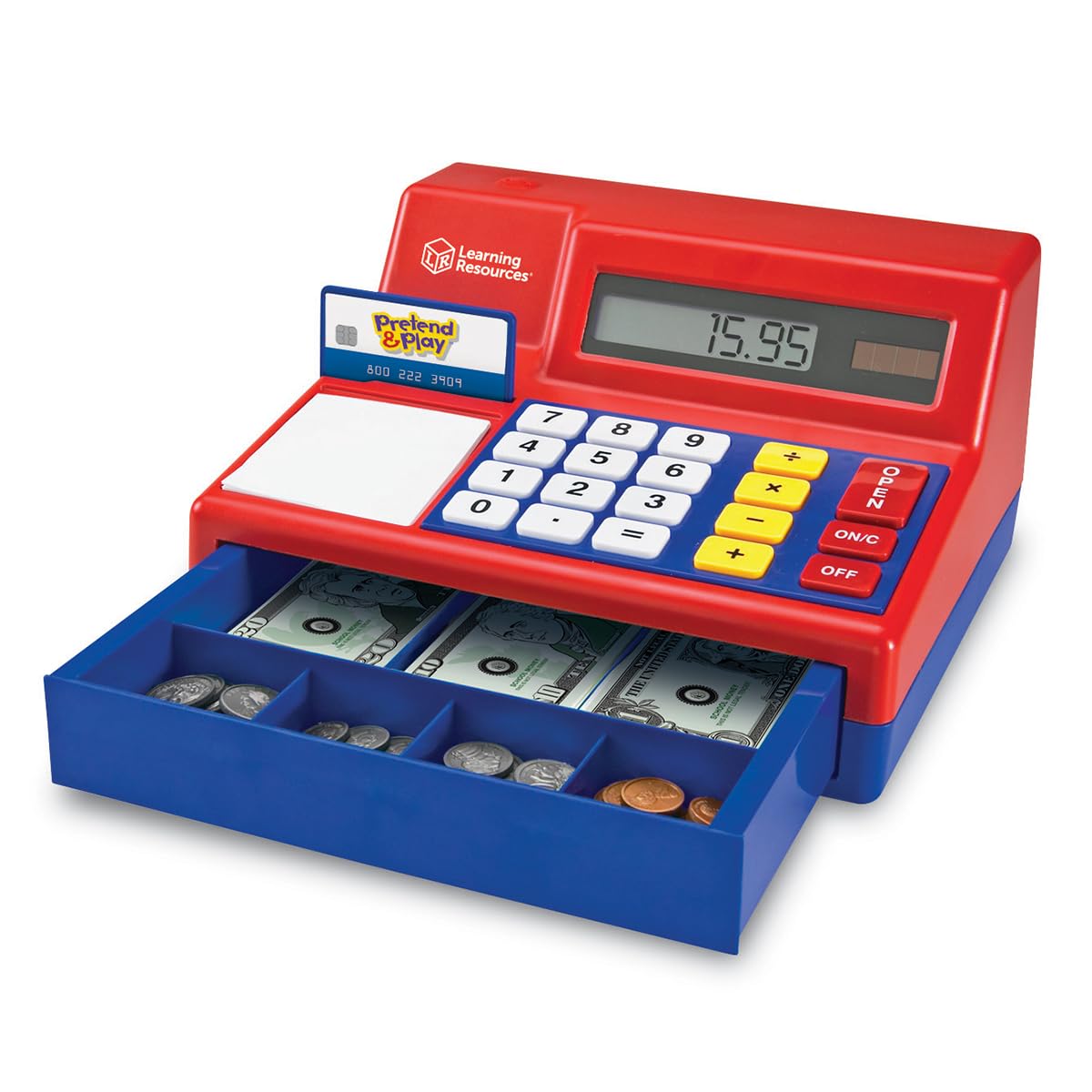 Learning Resources Pretend & Play Calculator Cash Register - 73 Pieces, Ages 3+ Develops Early Math Skills, Play Cash Register for Kids, Toy Cash Register, Play Money for Kids