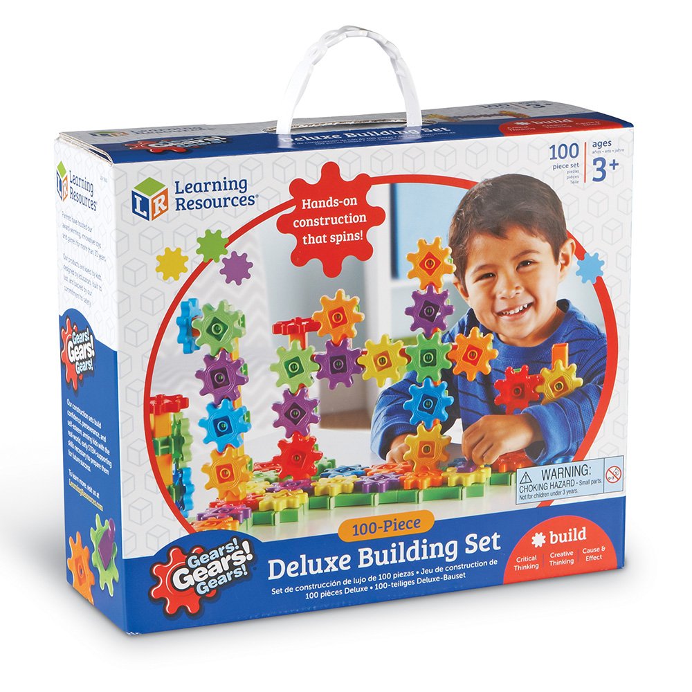 Learning Resources Gears! Gears! Gears! 100-Piece Deluxe Building Set - Ages 3+, Preschool Building Sets, Gears Toys for Kids, STEM Toys for Toddlers, Construction Toy Set