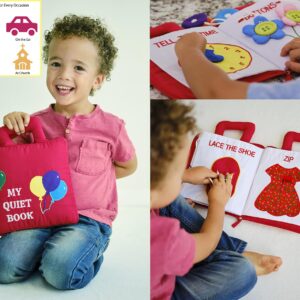 My Quiet Book by Pockets of Learning Montessori Basic Life Skills Activity Toy | Interactive Early Education Preschool Activity Busy Book for Toddlers & Children Soft Fabric Original Quiet Travel Book