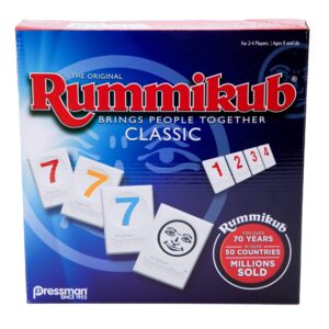 pressman rummikub - the original rummy tile game | exciting family game of strategy and luck | promotes stem skills | for kids, teens, adults | 2-4 players, ages 8+