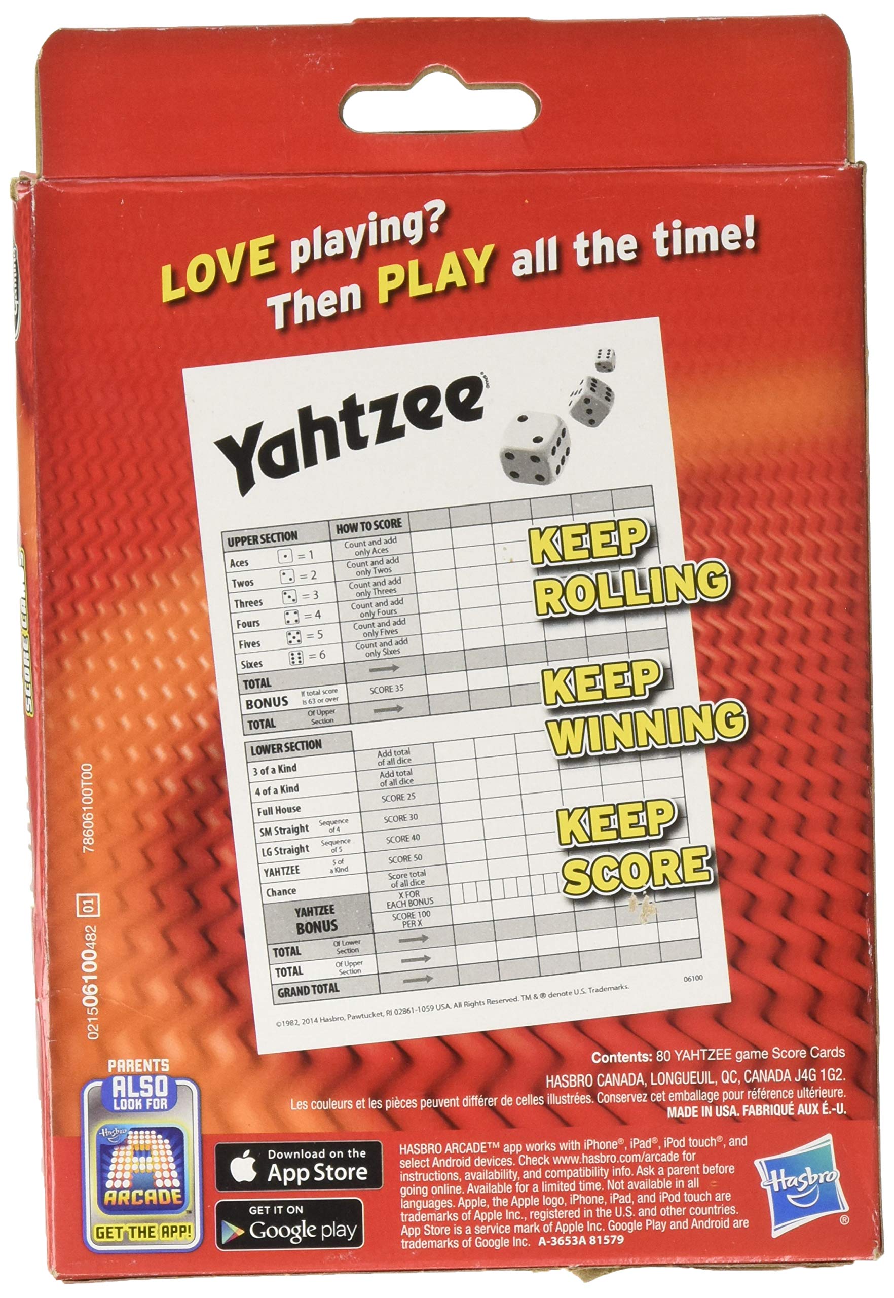 Yahtzee 80 Score Cards