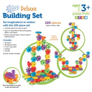 Learning Resources Gears! Gears! Gears! 100-Piece Deluxe Building Set - Ages 3+, Preschool Building Sets, Gears Toys for Kids, STEM Toys for Toddlers, Construction Toy Set