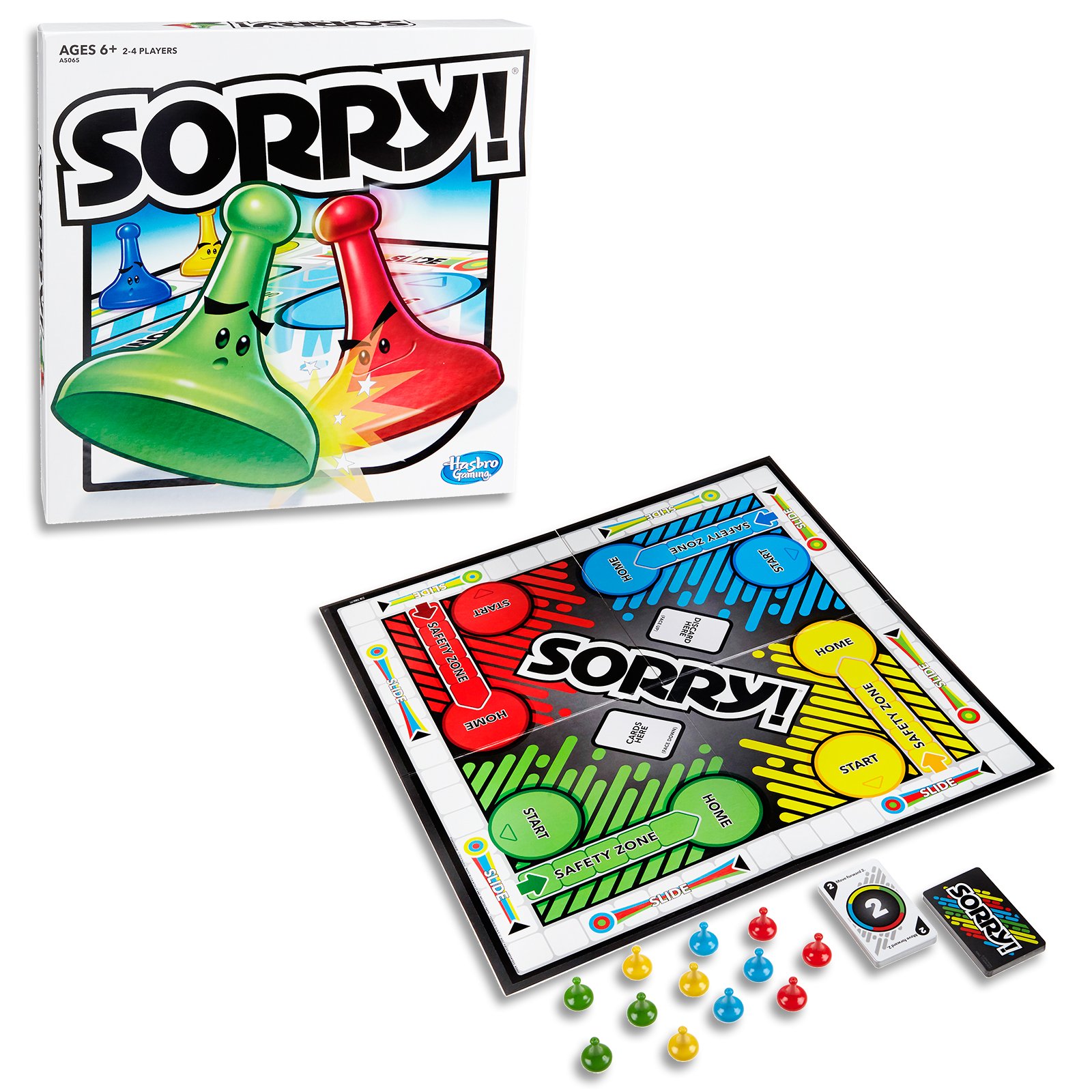 Sorry! Board Game for Kids Ages 6 and Up; Classic Hasbro Board Game; Each Player Gets 4 Pawns (Pawn Colors May Vary) – Amazon Exclusive