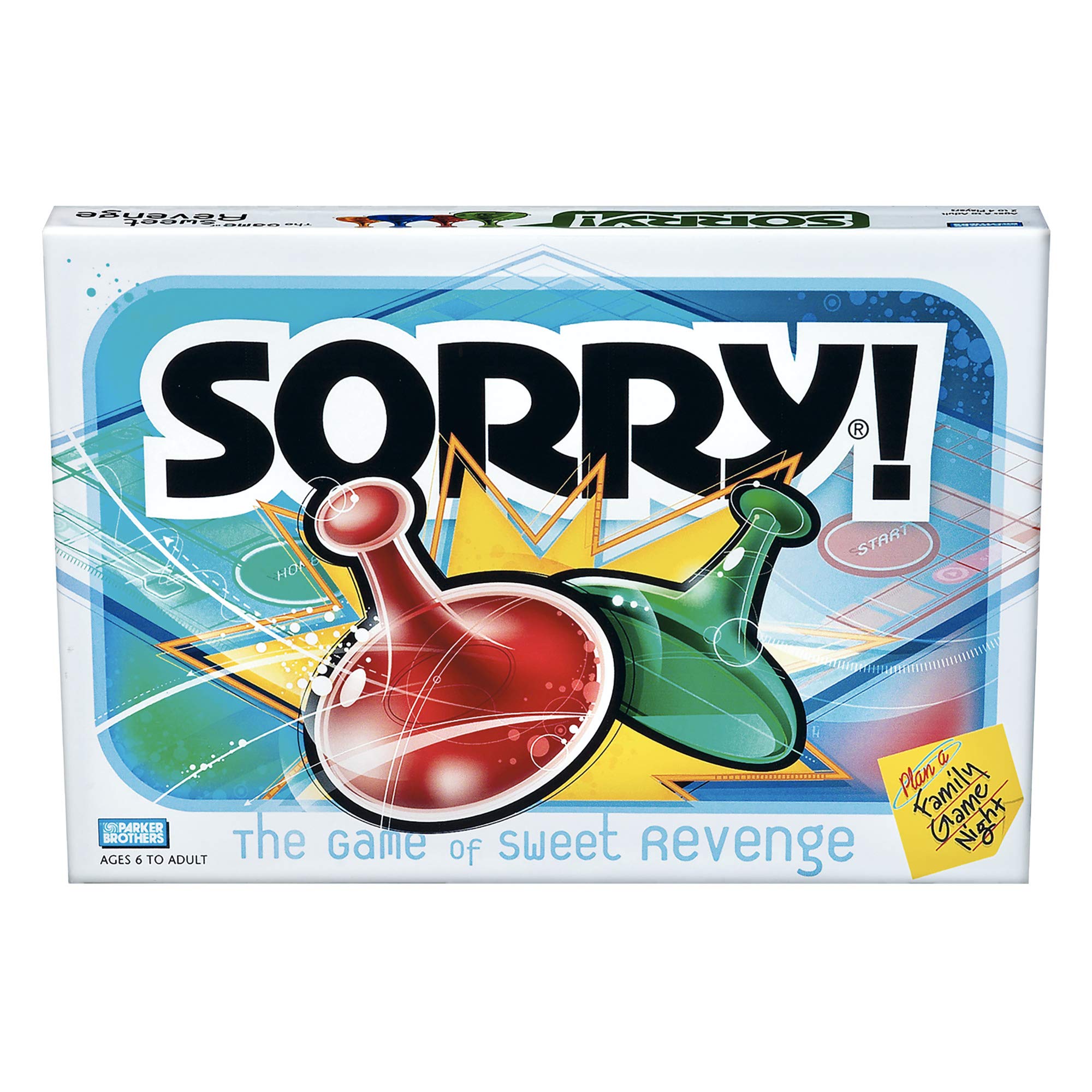 Sorry! Board Game for Kids Ages 6 and Up; Classic Hasbro Board Game; Each Player Gets 4 Pawns (Pawn Colors May Vary) – Amazon Exclusive