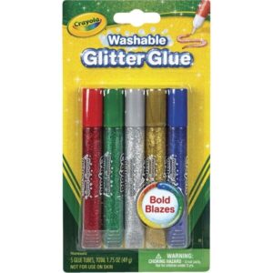 crayola washable glitter glue, bold blazes, colors may vary, 5 count, 1.75 oz