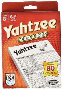 yahtzee 80 score cards