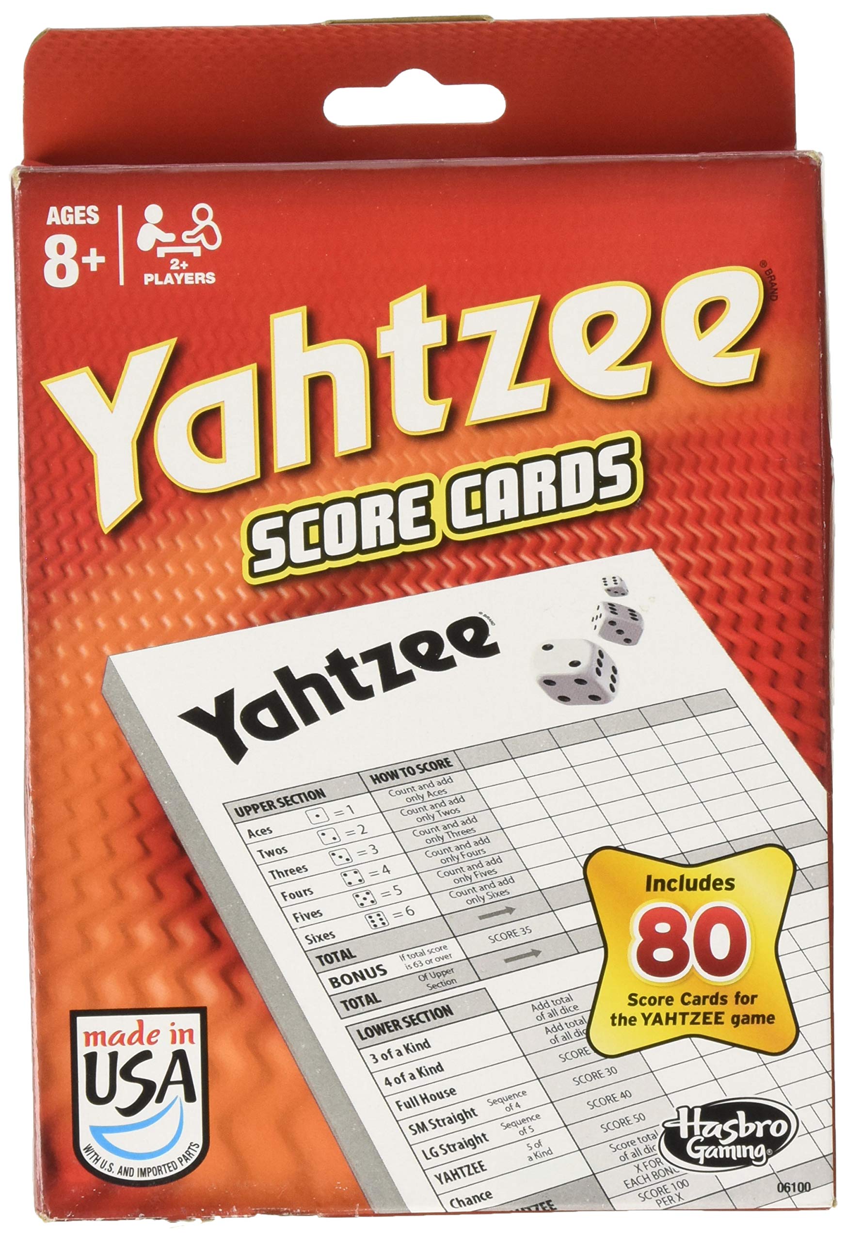 Yahtzee 80 Score Cards